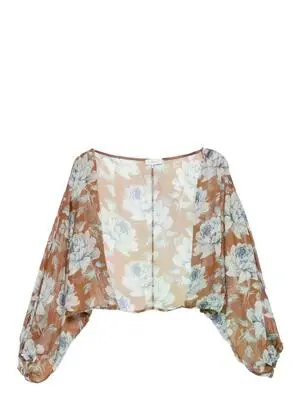 GIADA CURTI Floral-print Jacket - Brown