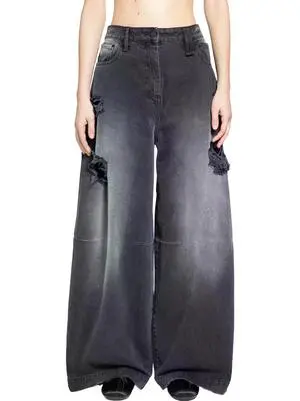 Simone Rocha Distressed Wide-leg Jeans - Grey