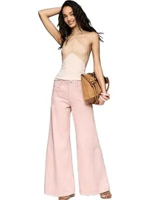 PILCRO The Adi Mid-rise Clean-hem Flare Pants - Sepia Rose