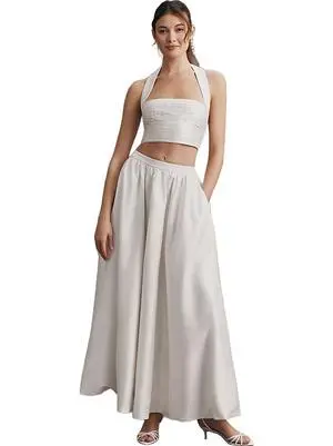 Bhldn Taffeta Halter Skirt Set - White Dahlia