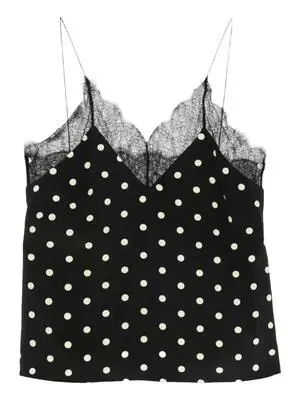 FRANCOISE PINTON - PARIS Polka Dot Lace Camisole - Black