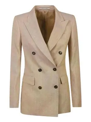 Tagliatore Double-Breasted Pinstripe Blazer Neutrals