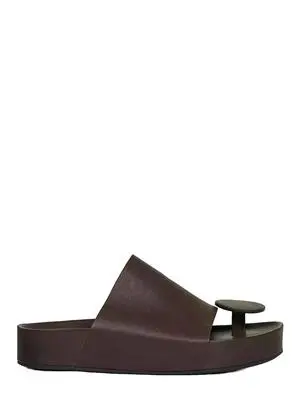 UMA WANG Leather Flat Sandals - Brown