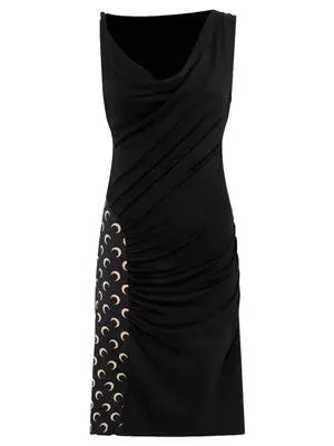 MARINE SERRE Draped Moon-print Dress - Black