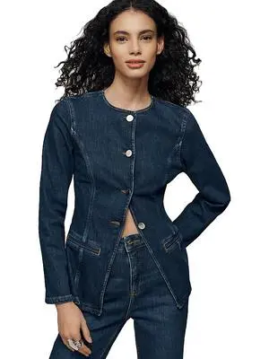 ALIGNE Organic Cotton Denim Blazer Jacket - Ocean Blue