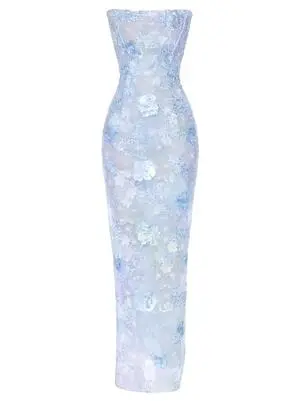BRONX AND BRONCO Farah Sequin Strapless Maxi Dress - Blue