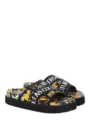 Versace Barrocco-print Sandals - Black