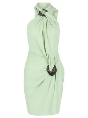 FERRAGAMO Asymmetrical Gathered Dress - Olive Green