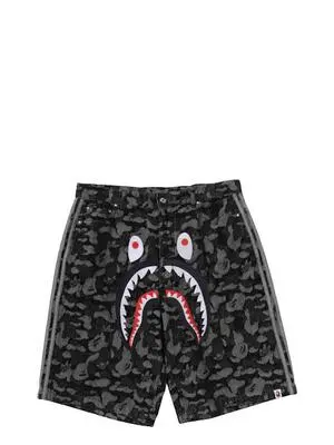 Adidas X Bape Camo Jacquard Shark Denim Jorts - Black