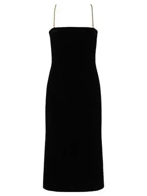 FERRAGAMO Midi Tube Dress With Twisted Chain Straps - Black