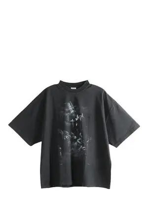 Vetements Jesus On A Cross Distressed T-shirt - Washed Out Black