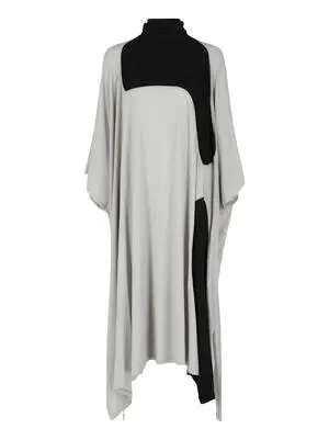 FERRAGAMO High Neck Kaftan With Sash Inlay - Light Grey