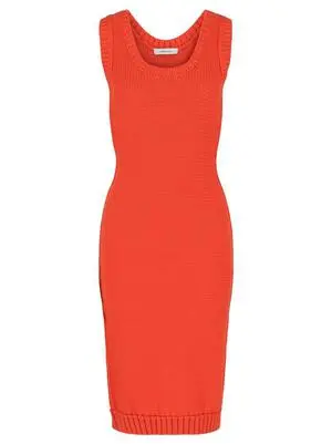 FERRAGAMO Sleeveless Midi Ribbed Dress - Red