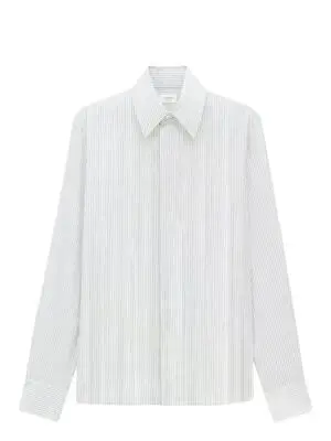 Saint Laurent Cassandre Pencil-stripe Shirt - White