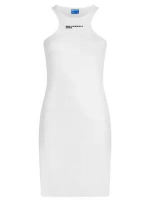 Karl Lagerfeld Ribbed Mini Dress - White