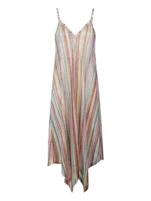 Missoni V-neck Zig-zag-pattern Dress - Blue