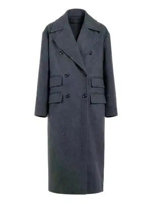 CHERRY BLUE Double-breasted Coat - Grey