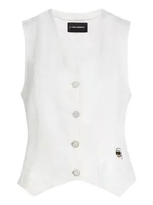 Karl Lagerfeld Ikon Logo-embroidered Gilet - White