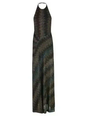 Missoni Halter Neck Snake-print Maxi Dress - Brown