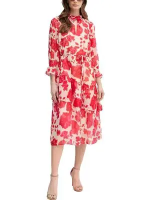 MARC AUREL Floral-print Midi Dress - Red