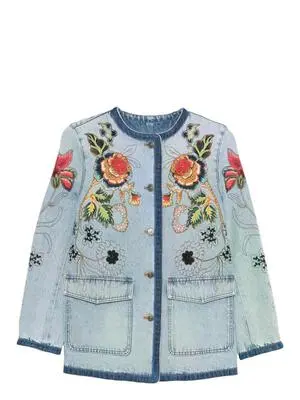 Valentino Garavani Floral-embroidery Jacket - Blue