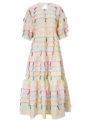 Mira Mikati Fringed Midi Dress - Neutrals
