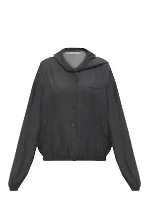 Alexander Wang Frontplacket Drapey Hoodie - Thunder Grey