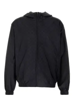 Gucci Gg Embroidered Hooded Jacket - Black