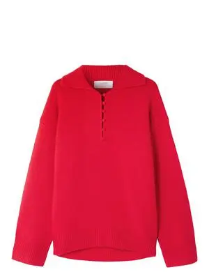 LA LIGNE Orson Cashmere Polo Sweater - Red