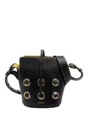 Burberry Mini Leather Grommet Bucket Bag - Black
