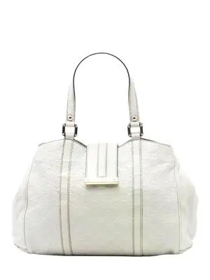 Gucci Sima Embossed Leather Tote Bag - White