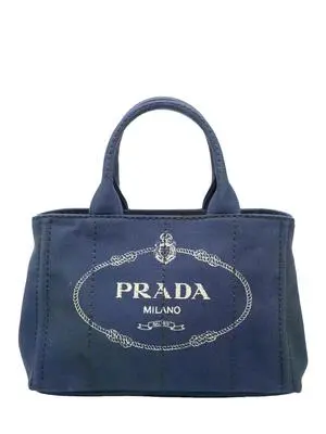 Prada Small Canapa Logo Satchel - Blue