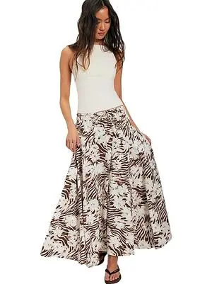 Free People Zephyr Bustle Convertible Maxi Skirt - Chocolate Combo