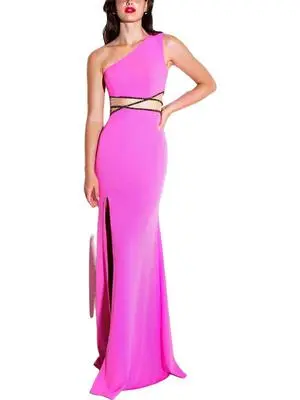 ALLURE Embellished One-shoulder Maxi Dress - Pink