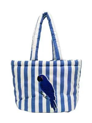Farm Rio Parrot Striped Tote Bag - Blue