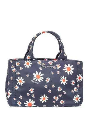 Miu Miu Floral Print Top Handle Bag - Blue