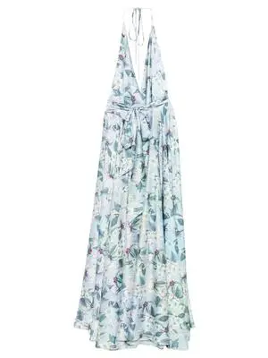 GIADA CURTI Floral-print Halterneck Dress - Blue