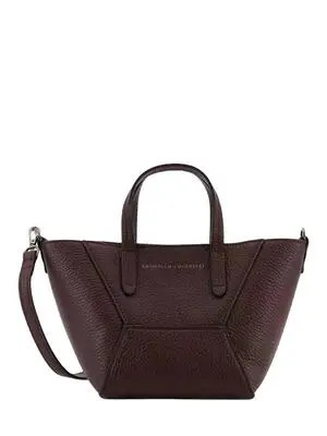 Brunello Cucinelli Textured Top Handle Shoulder Bag - Brown