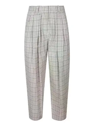 MARANT ETOILE Pleated Check-pattern Trousers - White