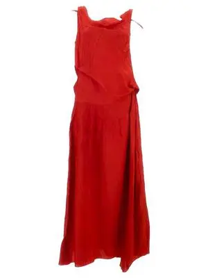 Plan C Asymmetrical Draped Dress - Red