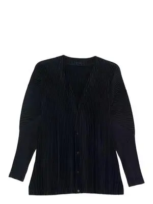 Issey Miyake Pleated Buttoned Cardigan - Blue