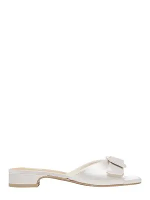 DOLCEVITA Edina Sculptural Buckle Low Heel Sandals - True White Satin