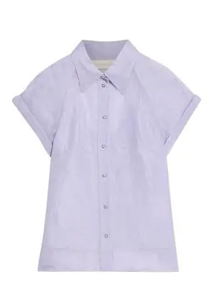 Zimmermann Crystal-embellished Linen And Silk-blend Gauze Shirt - Lavender