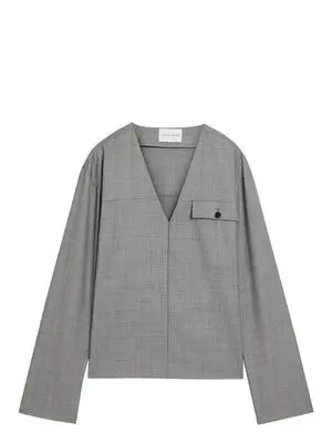 Loulou De Saison Oreca Wool-twill Blouse - Anthracite
