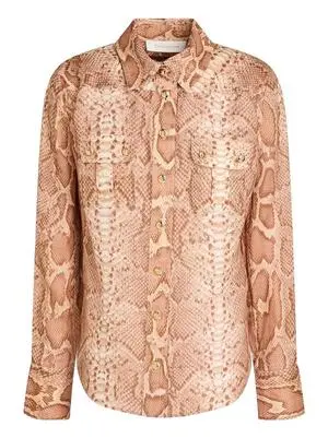 Zimmermann Snake-print Ramie Shirt - Animal Print
