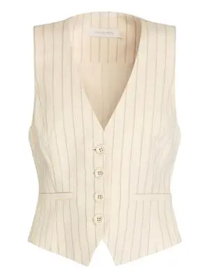 Zimmermann Pinstriped Twill Vest - Cream