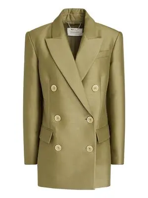 Zimmermann Double-breasted Wool And Silk-blend Blazer - Army Green