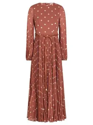 Zimmermann Belted Polkadot Georgette Midi Dress - Light Brown