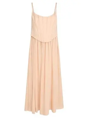 Zimmermann Gathered Silk Midi Dress Neutral