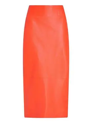Zimmermann Leather Midi Skirt - Tomato Red